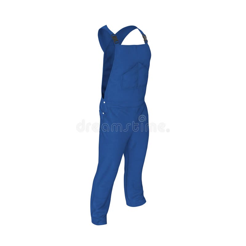 Blue Workwear Overalls on White Background. 3D Illusration, Isolated ...