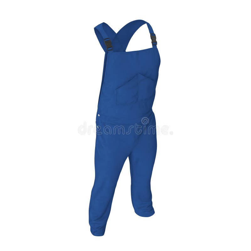 Blue Workwear Overalls on White Background. 3D Illusration, Isolated ...