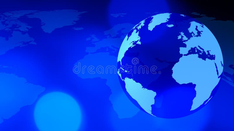 Blue world globe and map stock footage. Video of concept - 49013766