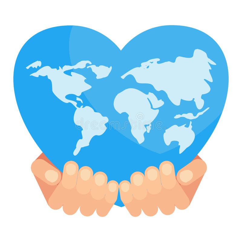 Blue world in hand stock vector. Illustration of peace - 92618054