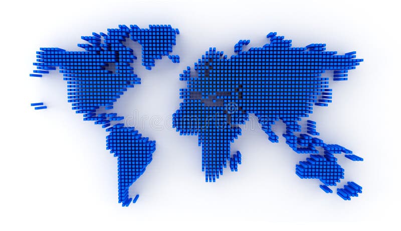 Blue world map stock illustration. Illustration of block - 12287656