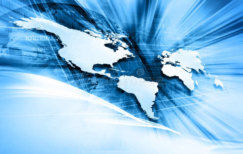 Blue world map stock illustration. Illustration of internet - 17829828