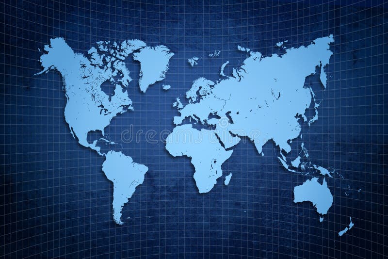 Blue world map stock illustration. Illustration of material - 19663985