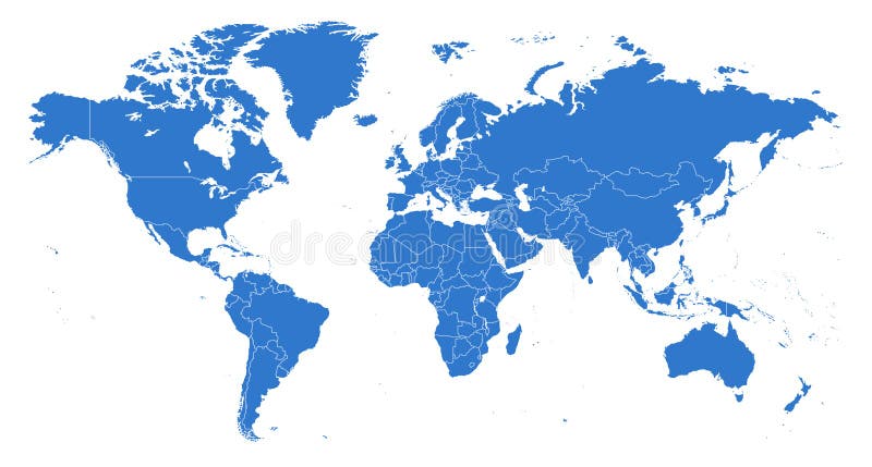 Vector Blue World Map with Country Boundaries Stock Vector ...
