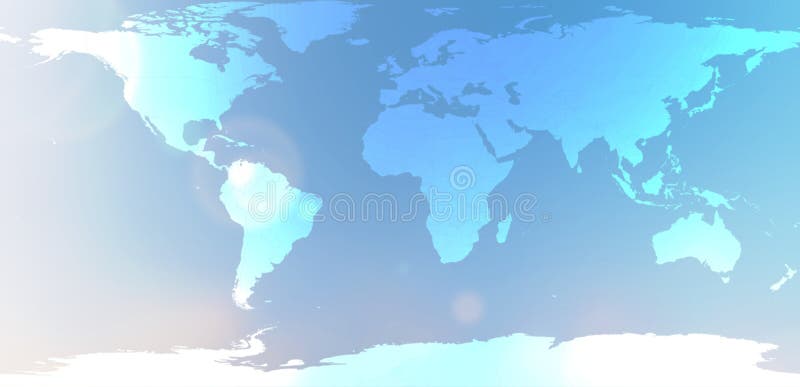 Blue World Map in Blurred Background Sky Abstract Stock Image - Image ...