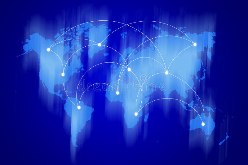 Blue world map connection stock illustration. Illustration of ...