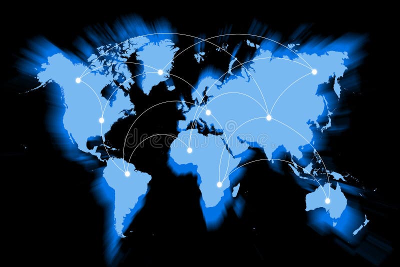 Blue world map connection stock illustration. Illustration of tech ...