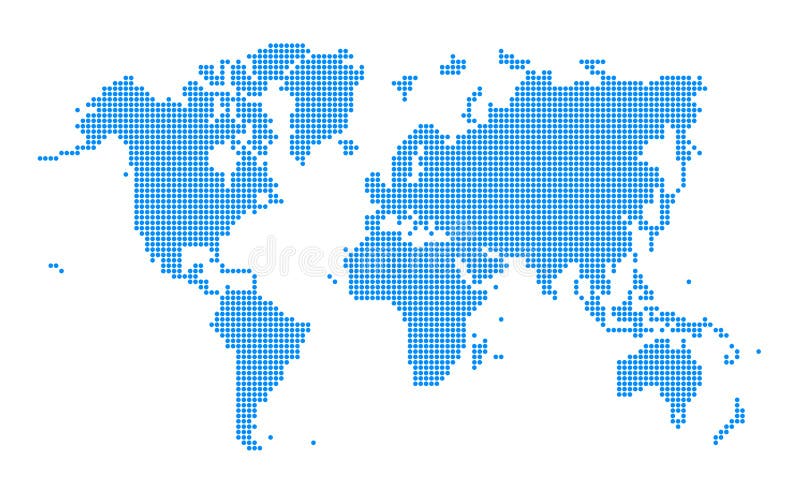 Blue World Map Dotted Style Stock Vector - Illustration of america ...