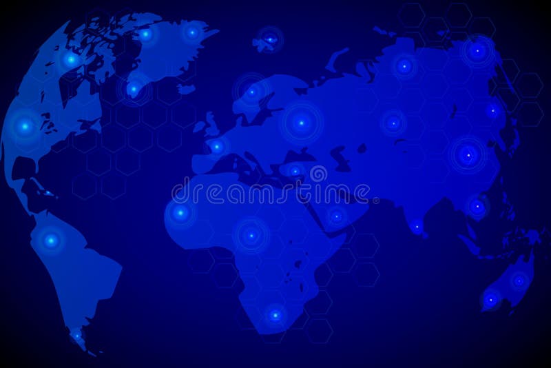 Blue World Map Global Hologram, Vector Stock Vector - Illustration of ...