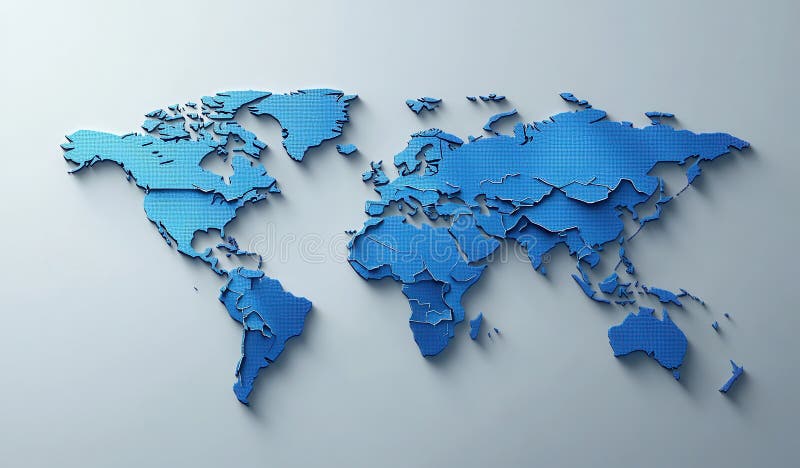 Blue World Map on a Gray Background Highlighting Continents and ...