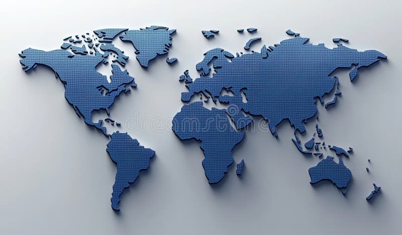 Blue World Map on a Gray Background Highlighting Continents and ...