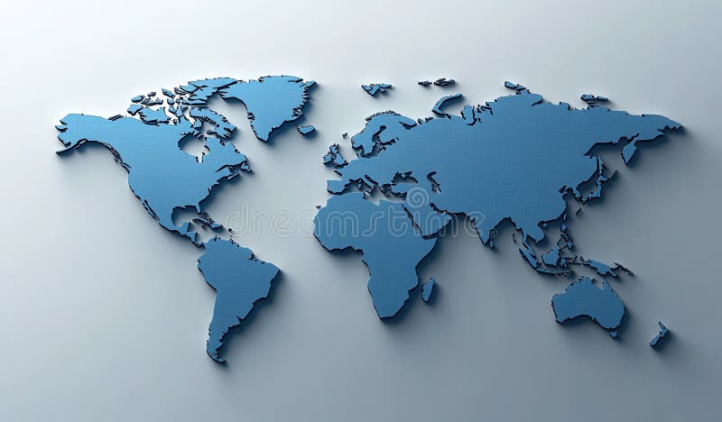 Blue World Map on Gray Background Showcasing Continents with Modern ...