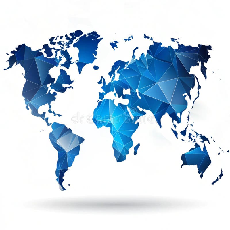 Blue World Map Made of Polygons Stock Illustration - Illustration of ...
