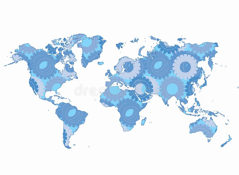Blue world map stock illustration. Illustration of iron - 30263961