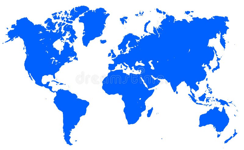Blue World Map, Continents of the Planet, Globalization, World ...