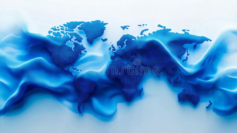 A Blue World Map on a White Background Stock Illustration ...