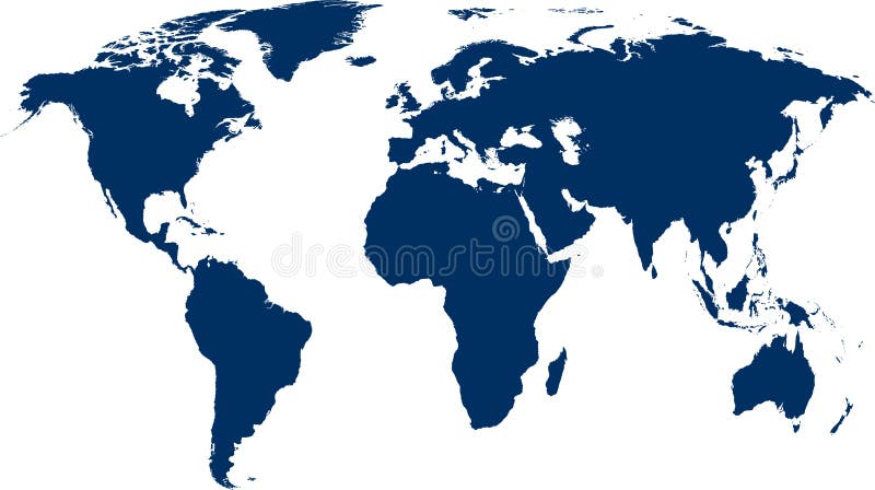 Blue world map on white. stock vector. Illustration of shape - 119133403