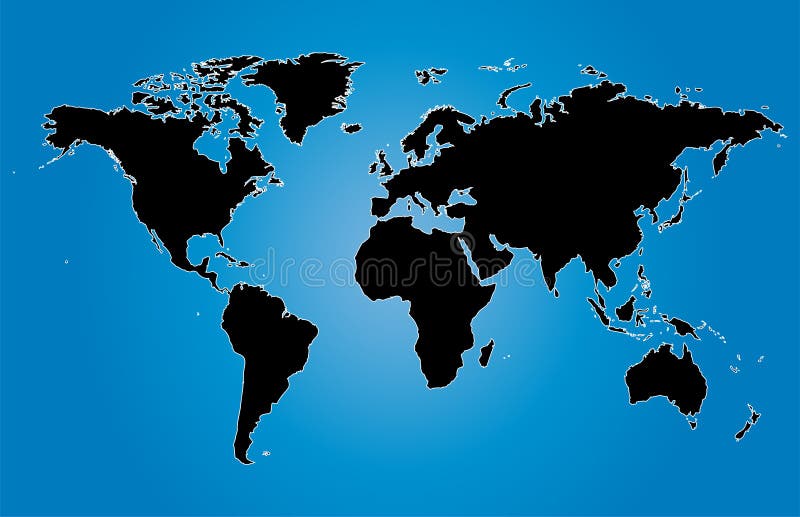 Blue World Maps Illustration with Country Borders Stock Illustration ...