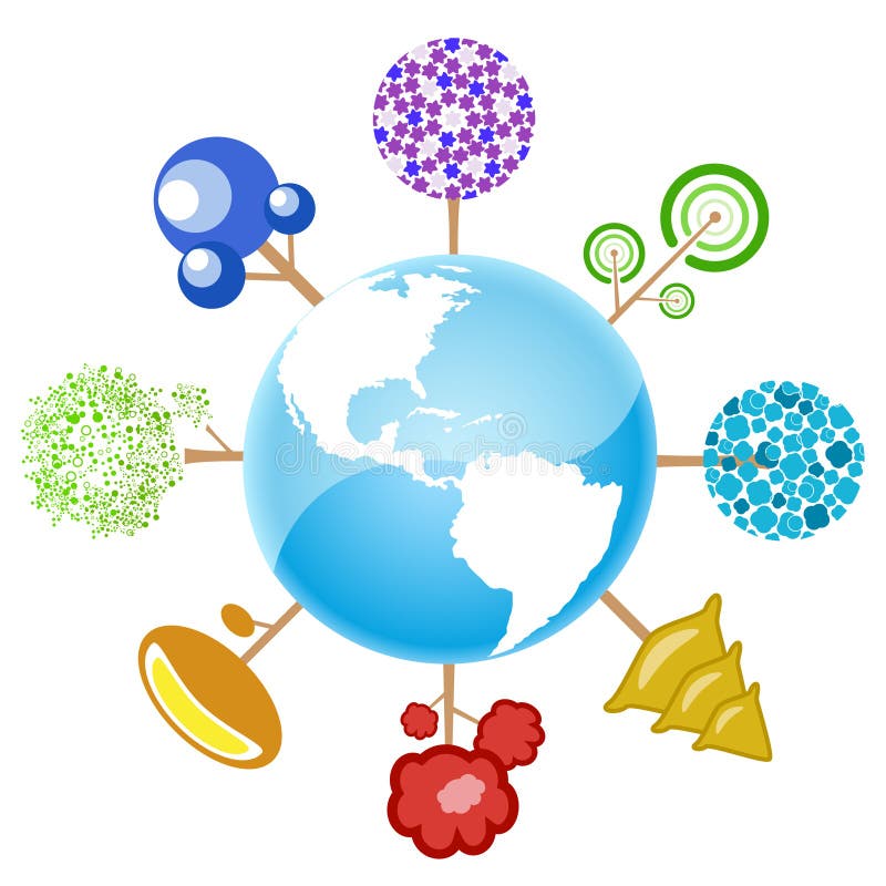 Blue world with trees stock vector. Illustration of paint - 18040943