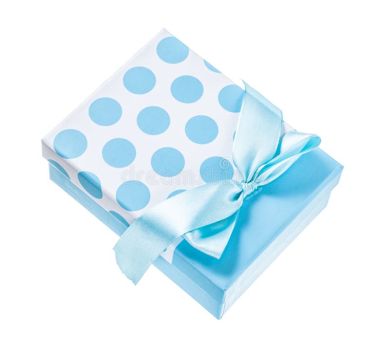 Blue Wrapped Present Box Isolated on White Stock Photo - Image of ...