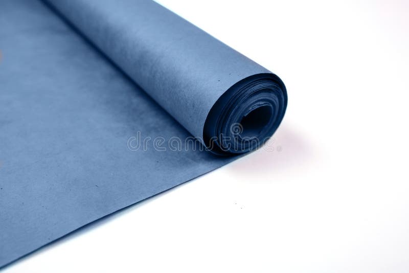 Blue Wrapping Paper Roll Isolated on White Background. Classic Blue ...