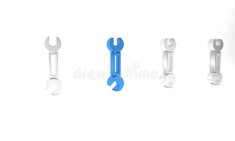 Blue Wrench Icon Isolated on White Background. Spanner Icon. Minimalism ...