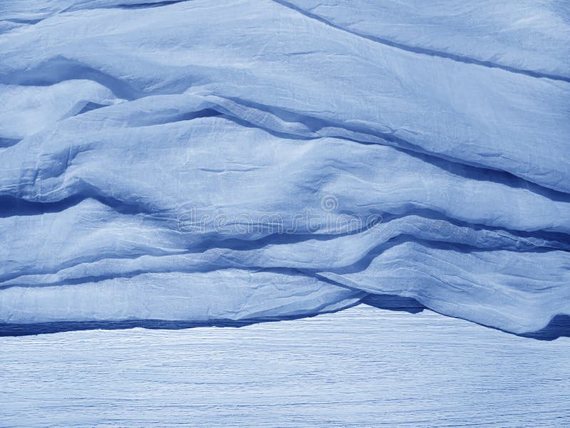Blue Wrinkled, Crumpled Light Fabric on the Bed. the Texture of the ...