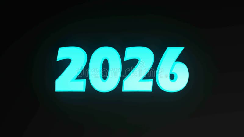 2026 Blue Write on Black Background - 3D Rendering Video Clip Stock ...