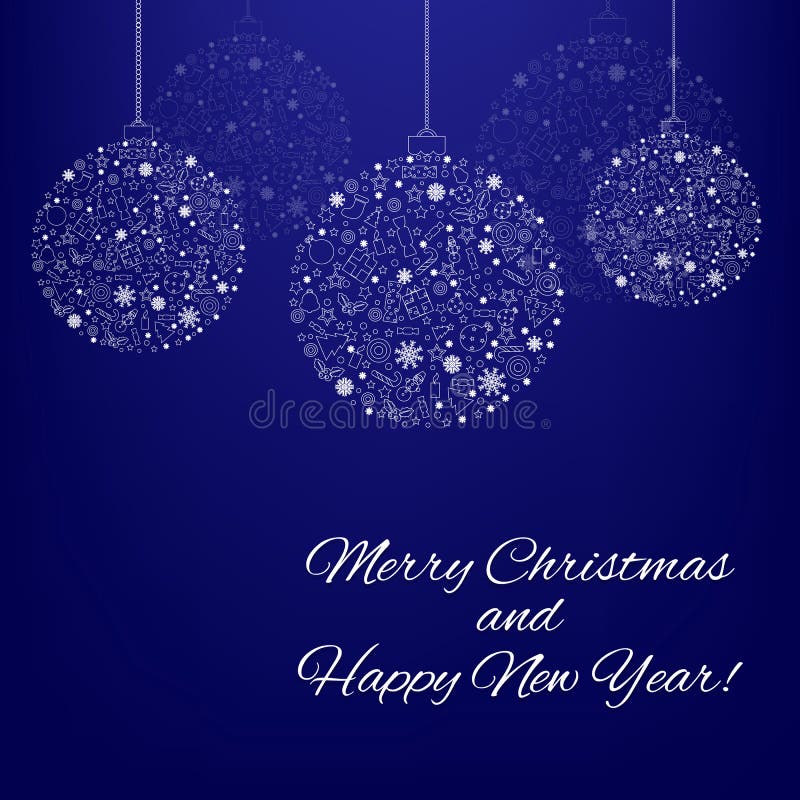 Blue Xmas Poster stock vector. Illustration of objects - 195752281