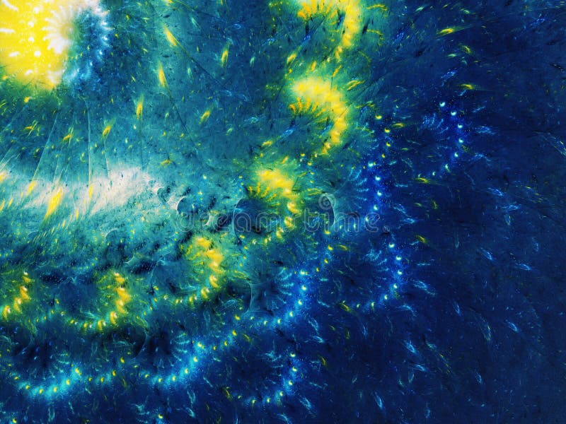 Blue and Yellow Abstract Fractal Background 3d Rendering Illustration ...