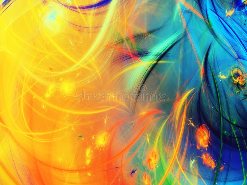 Blue and Yellow Abstract Fractal Background 3d Rendering Illustration ...