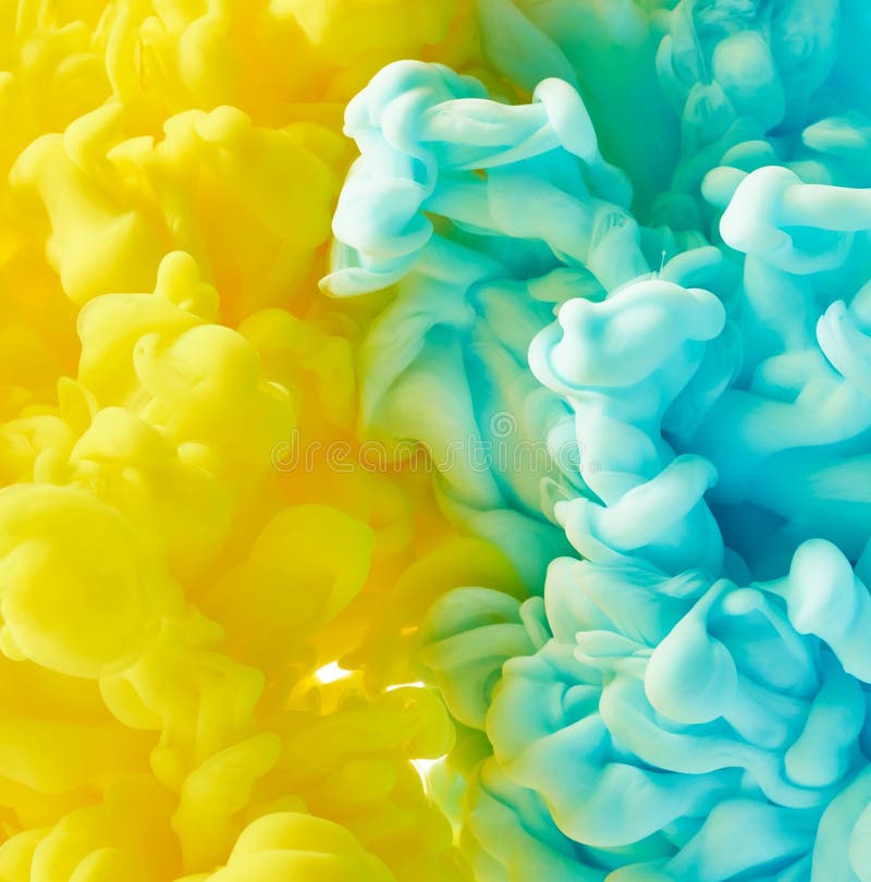 Blue and Yellow Abstract Ink Splash Stock Image - Image of movement ...
