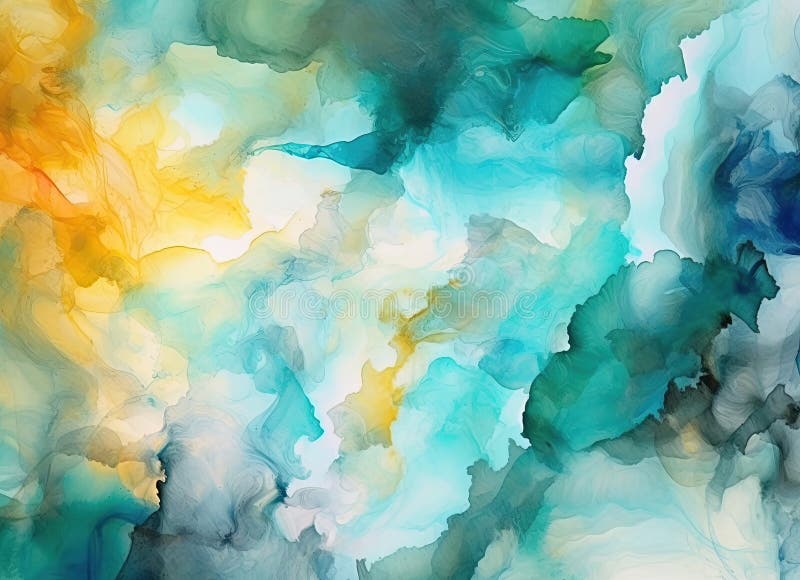 Blue and Yellow Abstract Watercolor Background Stock Illustration ...