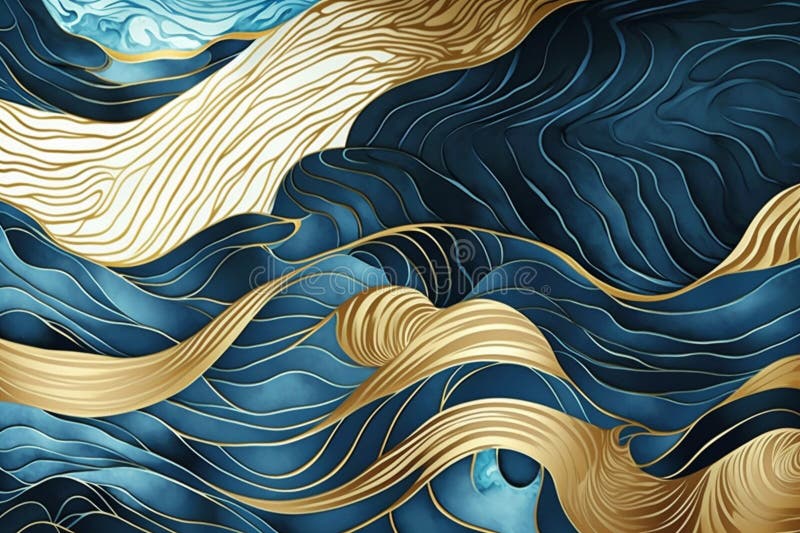Blue Yellow Abstract Wave Wallpaper Background, Shine Organic Texture ...