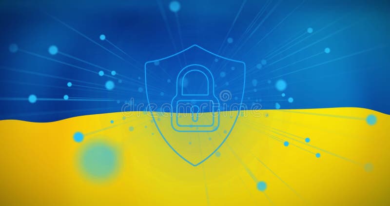 Blue and Yellow Background, Showing Digital Lock Symbol Stock ...