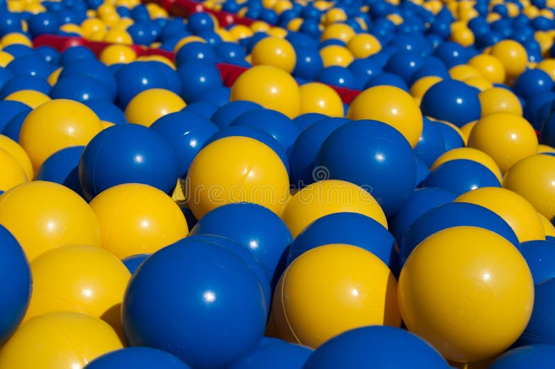 Blue and Yellow Balls Closeup Stock Image - Image of object, plastic ...