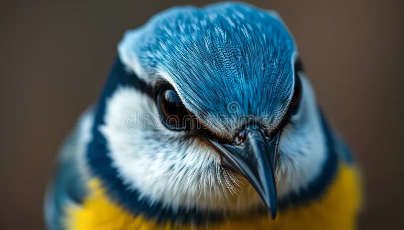 A Blue and Yellow Bird with a Blue Beak and a White Face Stock Image ...