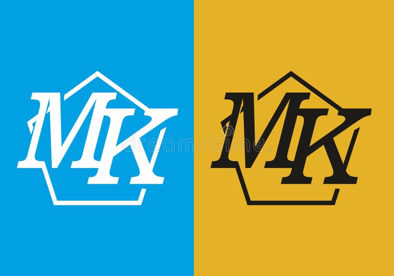 Blue Yellow Black of MK Initial Letter Text Stock Vector - Illustration ...