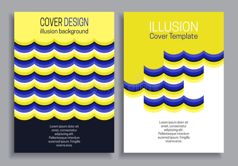 Blue Yellow Book Cover Templates with Optical Motion Illusion Design ...