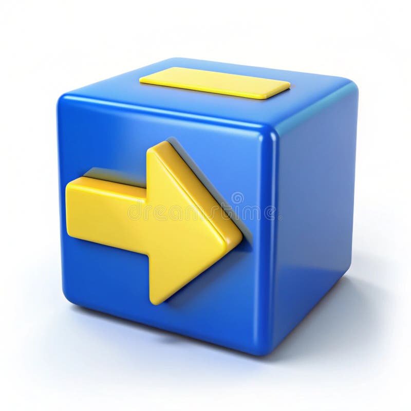 Blue and Yellow Box with an Arrow Pointing To the Right Isolated Stock ...