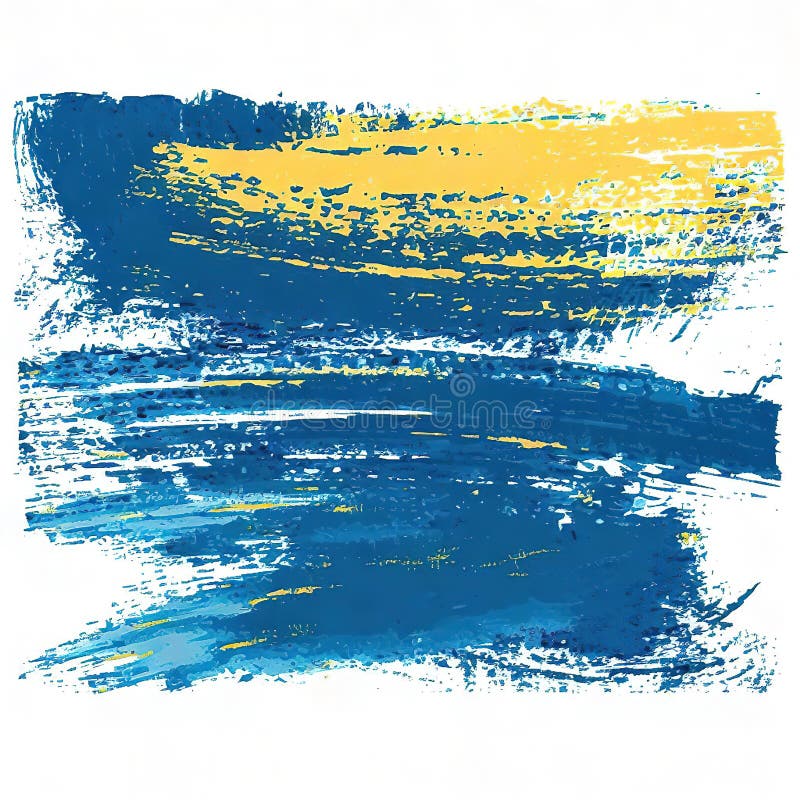 Blue and Yellow Brush Stroke and Texture. Grunge Vector Abstract Hand ...