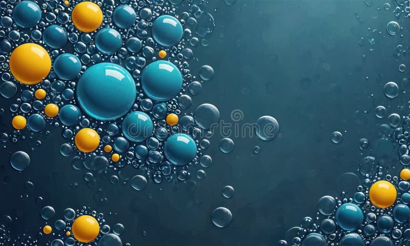 A Blue and Yellow Bubble Image is Displayed on a Blue Background. Stock ...