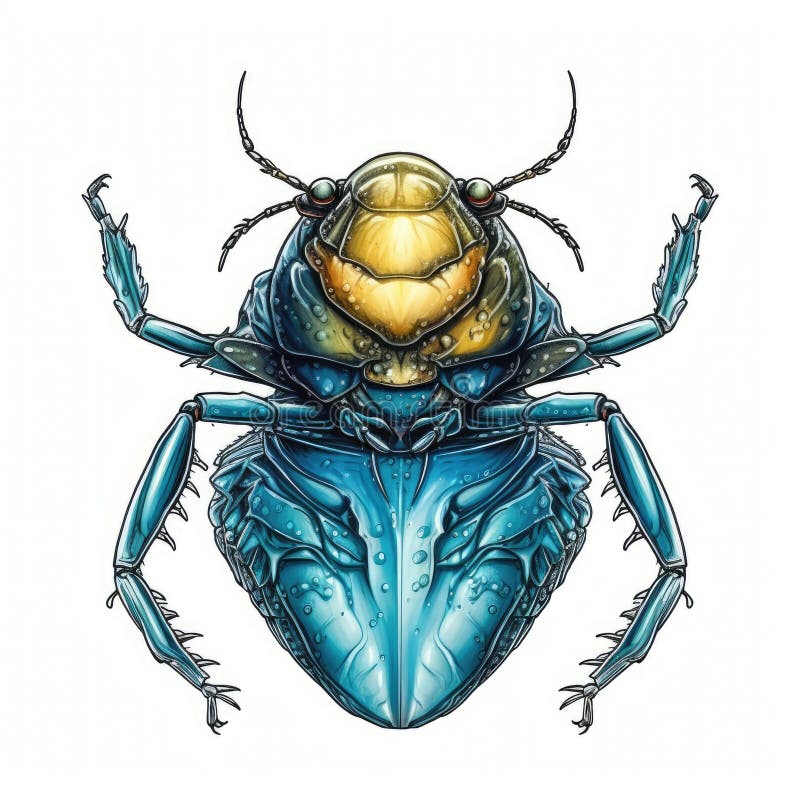 Blue and Yellow Bug on White Background Stock Illustration ...