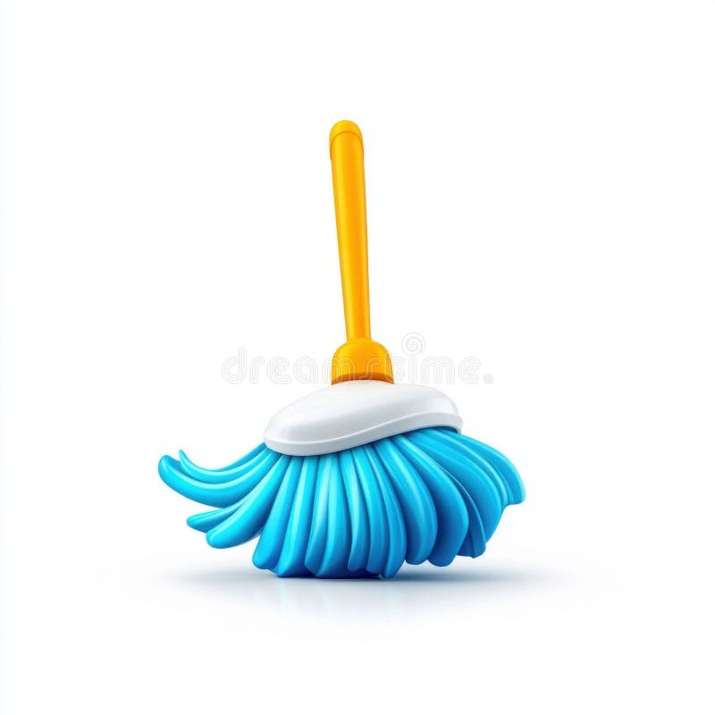 Blue and Yellow Cleaning Mop Isolated on White Stock Illustration ...