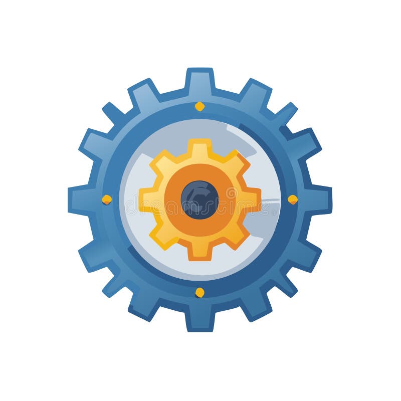 Blue and Yellow Cog Wheel Illustration Gear System Technology Process Machine Stock Vector ...