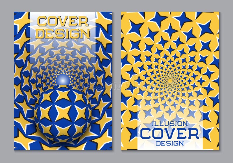 Blue Yellow Color Scheme Book Cover Design Template with Optical Motion ...
