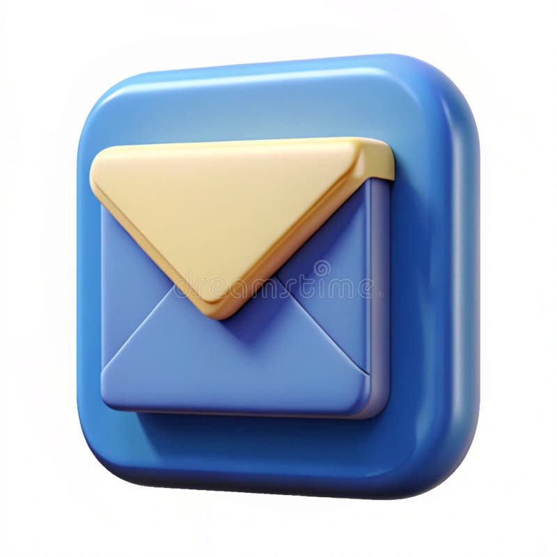 Blue and Yellow 3D Email Icon with Envelope Design on Transparent ...
