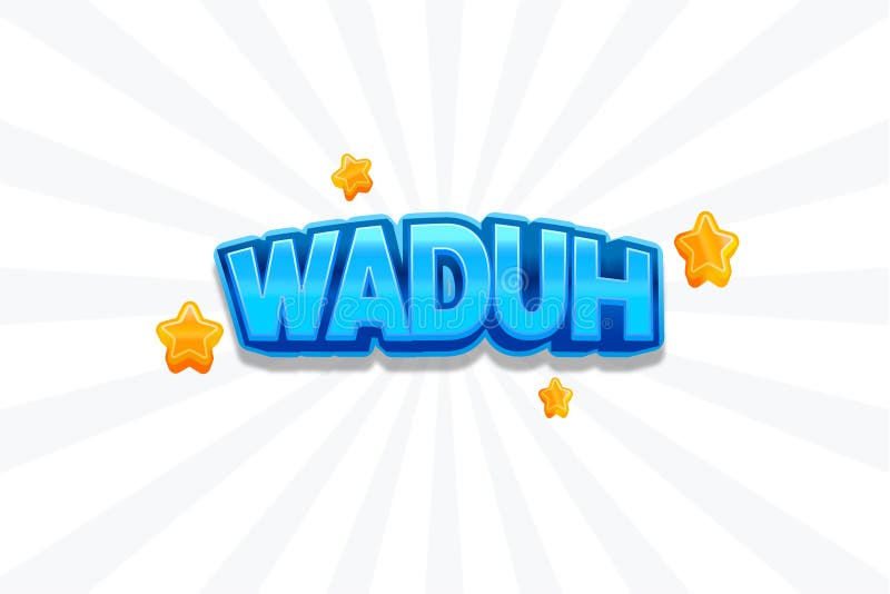 Blue and Yellow 3D Text WADUH with Stars and Burst Effect Stock Vector ...