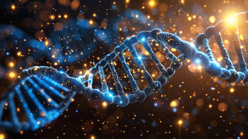 Blue and Yellow Double Strand 3D Rendering Stock Illustration ...