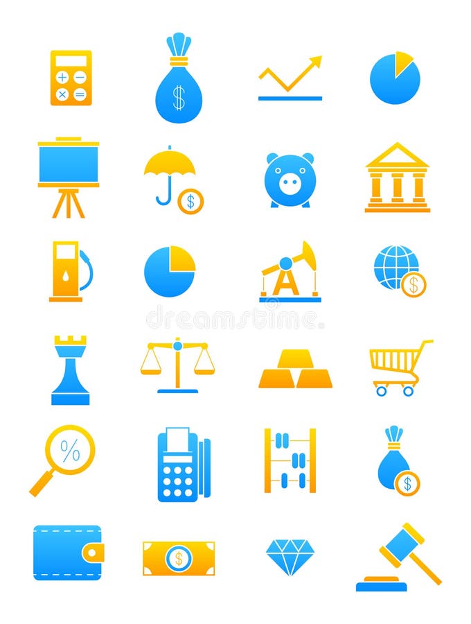 Blue Yellow Economy Icons Set Stock Illustrations – 425 Blue Yellow ...